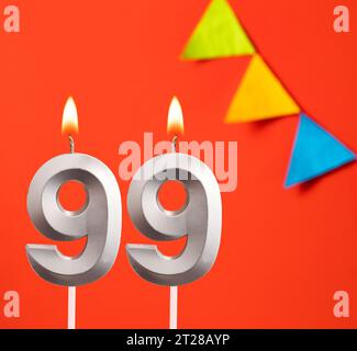 Birthday candle number 99 - Invitation card with yellow background ...