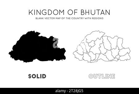 Bhutan map. Blank vector map of the country. Borders of Bhutan for your ...