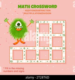 Math Crossword puzzle for children. Multiplication and division Stock ...