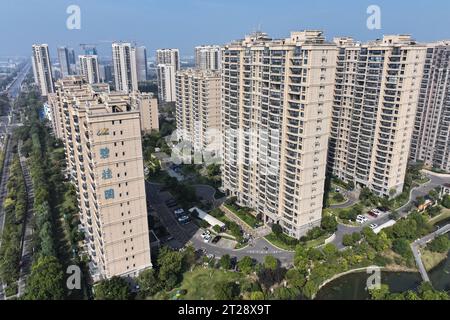 SUQIAN, CHINA - OCTOBER 18, 2023 - Aerial photo shows a Evergrande ...