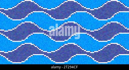 Blue seamless pixel water waves texture. Sea, ocean or pool surface ...