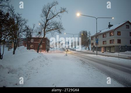 The old city in Kiruna, Norrbotten in Swedish Lapland. Photographed 17 ...