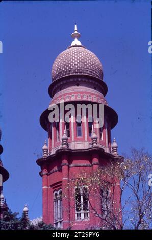 Historic high court of Madras, built in 1892, featuring monumental Indo ...