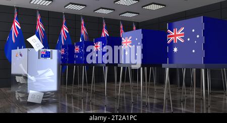 Australia - polling station with ballot box and voting booths ...