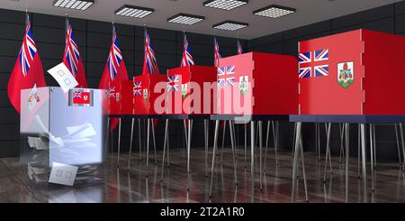 Bermuda - voting booths and ballot box - election concept - 3D ...