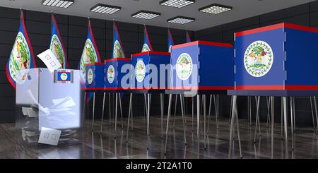 Belize - voting booths and ballot box - election concept - 3D ...
