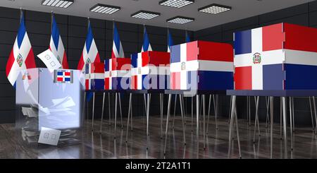Dominican Republic - voting booths and ballot box - election concept ...