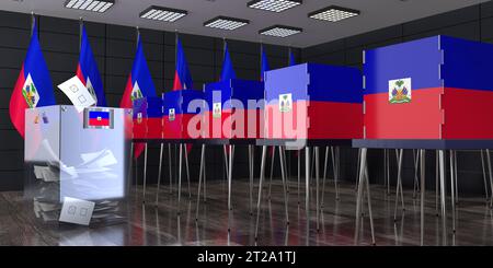Haiti - voting booths and ballot box - election concept - 3D ...