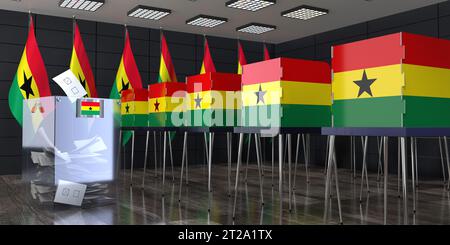 Ghana - polling station with ballot box and voting booths - election ...