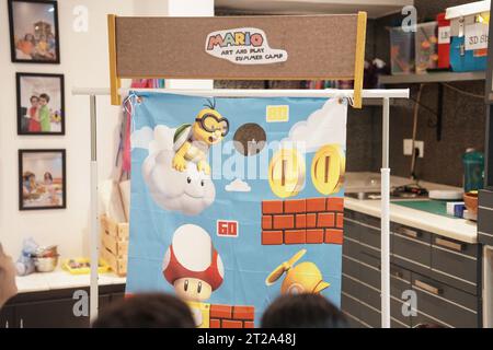 Kids playing Super Mario Bros Movie Bean Bag Toss Game-Throwing ...