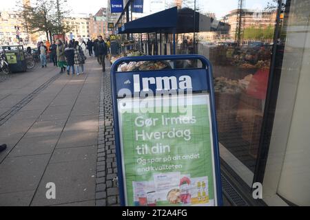 Copenhagen, Denmark /18 October. 2023/.Shopers and people walk b y Irma ...