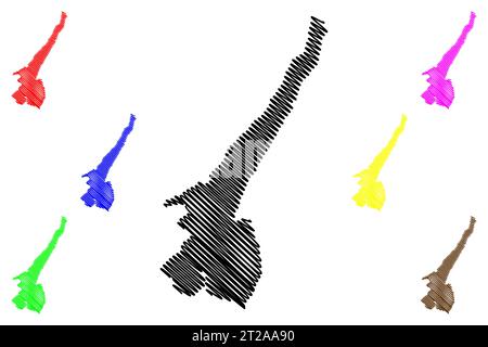 Lake Garda (Italian Republic, Italy) map vector illustration, scribble ...