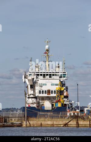 Trinity House bouy-laying vessel Galatea taking on supplies and other ...