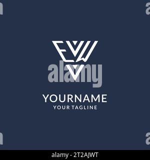 EW Monogram logo letter with triangle play button shape hexagonal ...