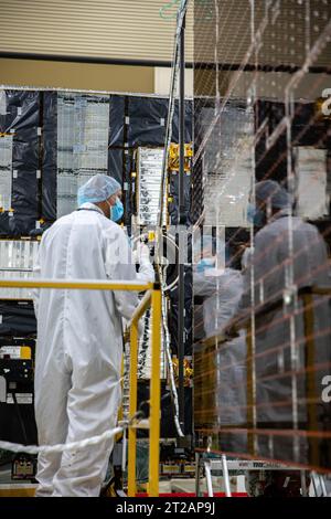 NASA's Psyche Solar Array Integration. NASA team members prepare the ...