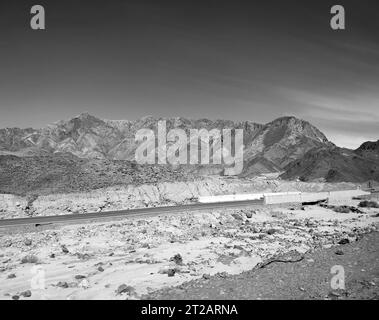 Bridge in the Sinai desert, picturesque background with mountains and ...