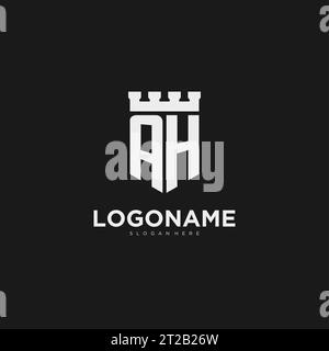 Monogram AH with shield fortress logo design style vector graphic Stock ...