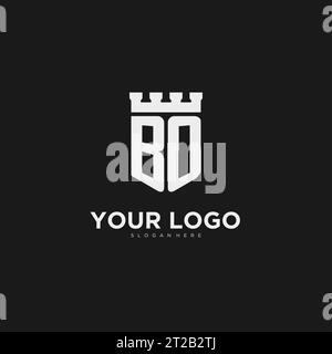 BO logo monogram with fortress castle and shield style design ideas ...