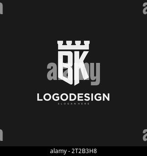 Monogram BK with shield fortress logo design style vector graphic Stock ...