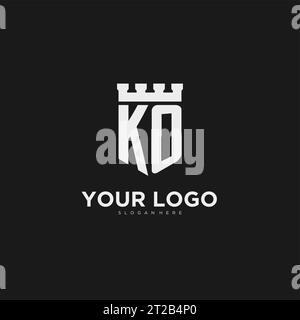 KO logo monogram with fortress castle and shield style design ideas ...