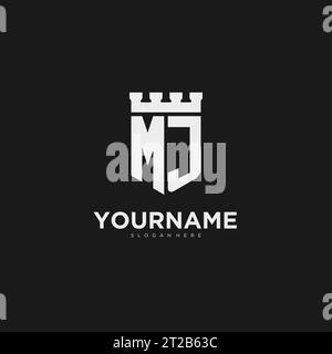 MJ logo monogram with fortress castle and shield style design ideas ...