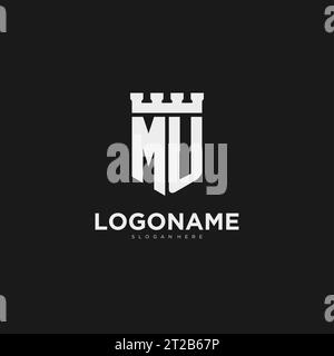 Monogram MU with shield fortress logo design style vector graphic Stock ...