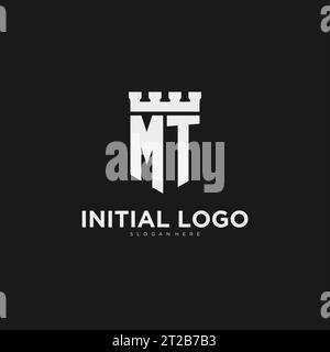 Monogram MT with shield fortress logo design style vector graphic Stock ...