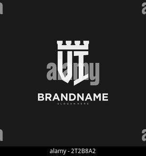 Monogram VI with shield fortress logo design style vector graphic Stock ...