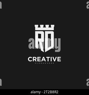 Monogram RD with shield fortress logo design style vector graphic Stock ...