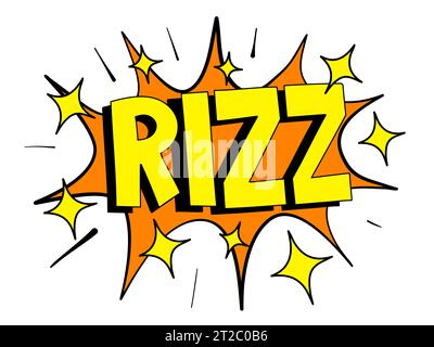 Rizz - charisma and being charismatic and charming. Text and shiny and ...