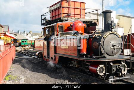 The David Lloyd George steam engine of the Ffestiniog Railway, being ...