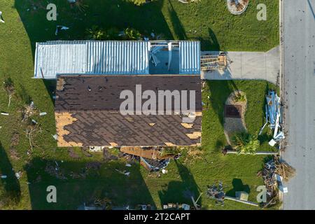 Collapsed and damaged mobile homes after hurricane Ian swept through ...