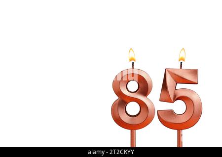 Birthday candle number 85 on white background Stock Photo - Alamy