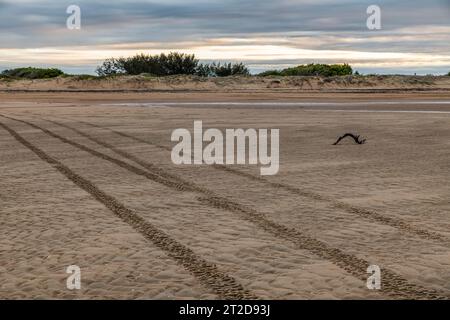 Driving on the sandy beach, Alva Lynchs Beach, attraction in Queensland ...