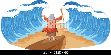 cartoon moses parting red sea Stock Vector Image & Art - Alamy