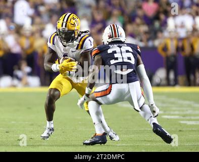 LSU wide receiver Aaron Anderson (1) scrambles under pressure from LSU ...
