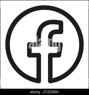 Facebook social media app thin line icon. Square shape vector ...