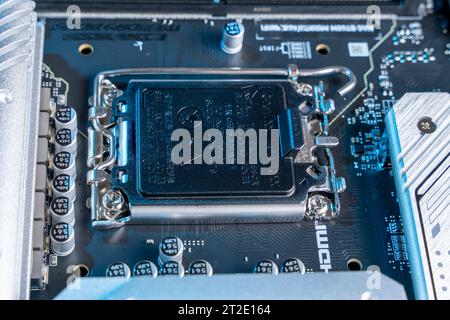 modern powerful and fast motherboard with connectors for HDMI and USB ...