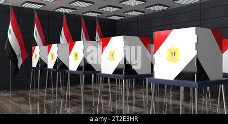 Syria - polling station and voting booths with coat of arms - election ...