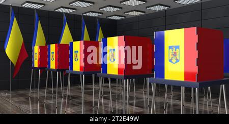 Romania - polling station with voting booths and ballot box - election ...