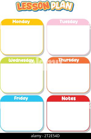 A cartoon-style lesson plan template for the week Stock Vector Image ...