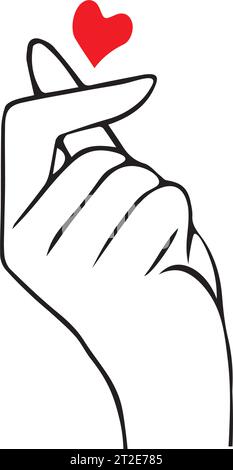 Korean symbol hand heart, a message of love hand gesture. The hand ...