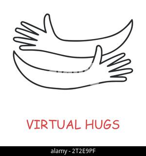Virtual Hands hugged over white vector illustration. Hug yourself logo ...