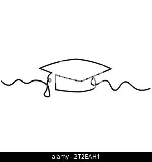 Single continuous line art graduation cap. Celebration ceremony master ...