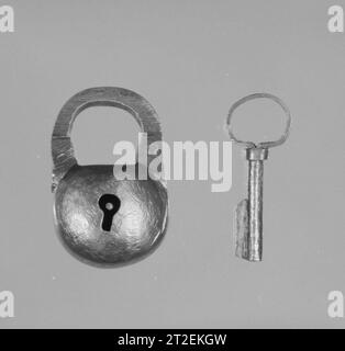 Padlock with key European probably 19th century Stock Photo - Alamy