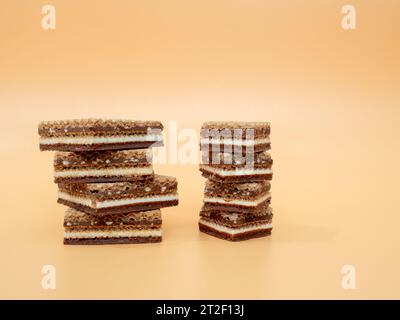 Waffles with chocolate cream and hazelnuts Stock Photo - Alamy