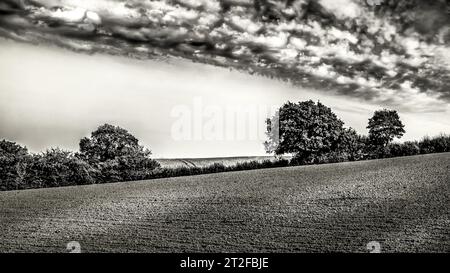 Ploughed field in summer in the East Sussex countryside, England Stock ...
