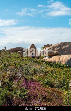 An old stone dwelling along Lighthouse Mean Ruz, in Brittany, France ...