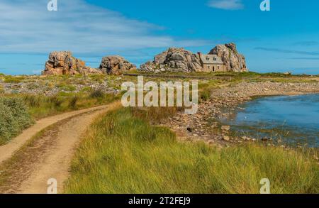 House among the rocks, Le Gouffre, Brittany, France, Europe Stock Photo ...