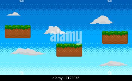 Arcade game level platforms floating in outer space. Vector cartoon ...